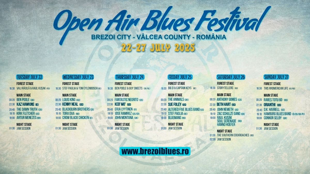 Bilete Open Air Blues Festival Brezoi 2025 - 22-27 Jul - Summer Camp Brezoi
