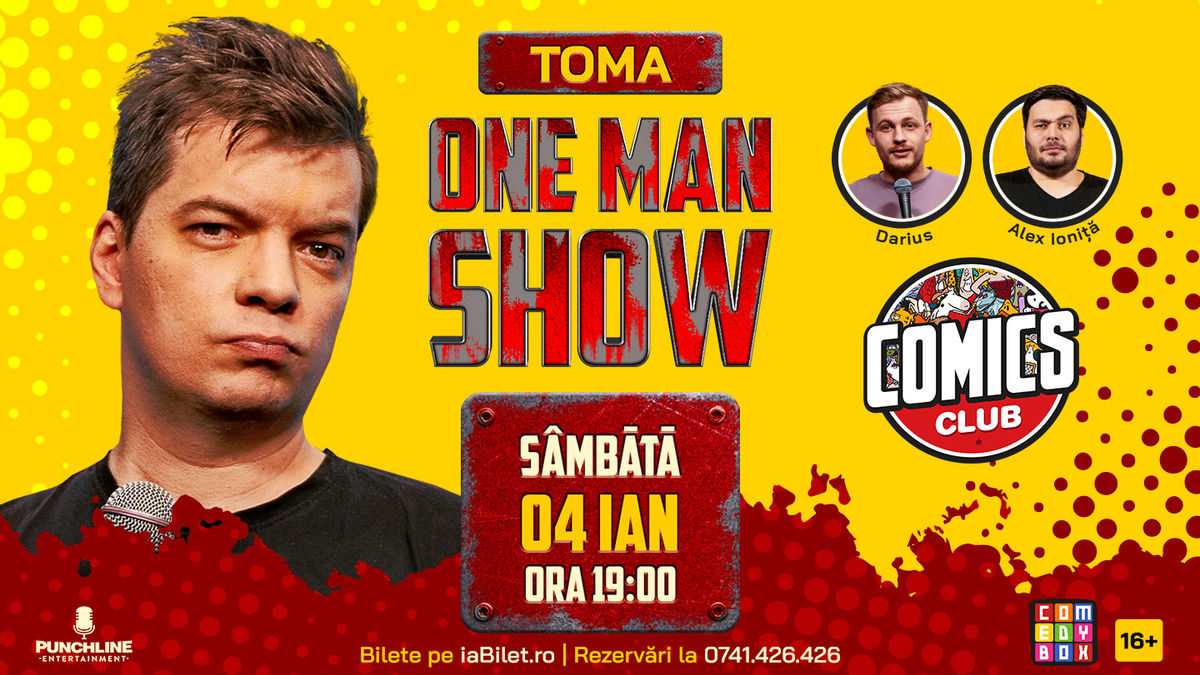 Bilete Stand-up One Man Show cu Toma la ComicsClub! - 4 ian, ora 19:00 ...