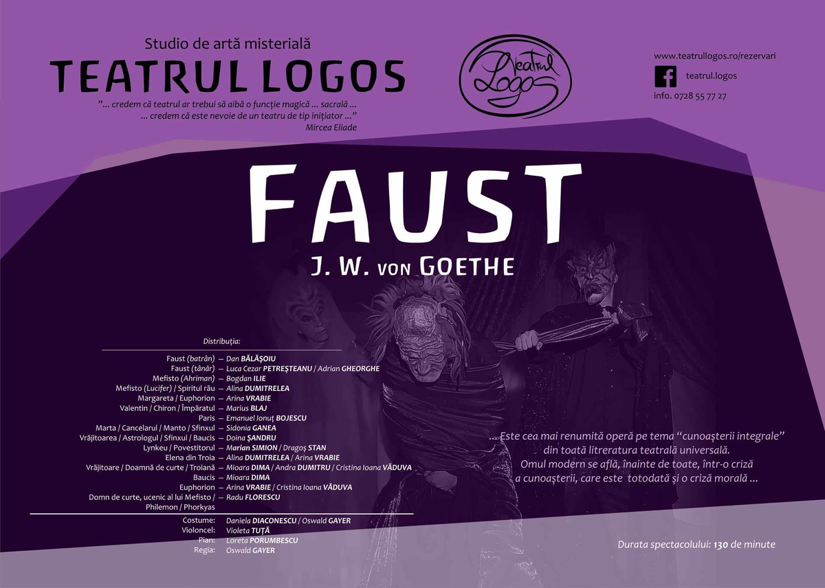 Bilete Faust I & II de Johann Wolfgang von Goethe - 26 ian, ora 19:00 ...