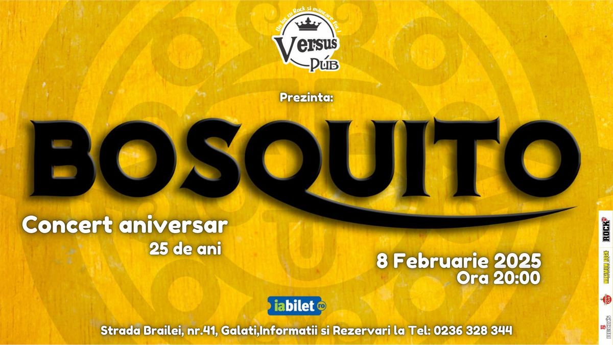 Bilete Galati: Concert Bosquito - 8 feb, ora 20:00 - Versus Pub