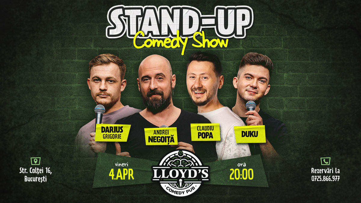 Bilete Stand-up Comedy cu Claudiu Popa, Andrei Negoiță, Darius Grigorie ...