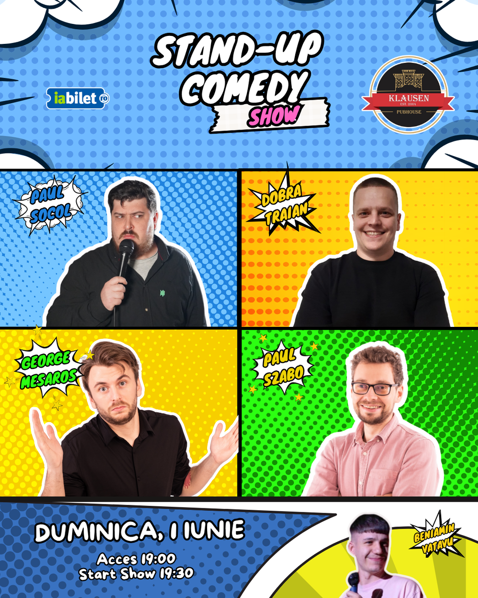 Bilete Cluj-Napoca: Stand-up Comedy Show - 1 iun, ora 19:30 - Klausen ...
