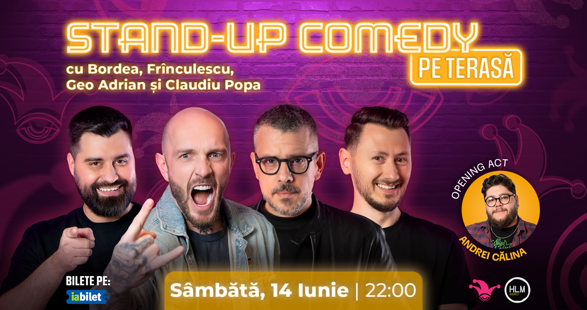Bilete The Fool: Stand-up Comedy pe terasă cu Bordea, Frînculescu, Geo Adrian și Claudiu Popa ...